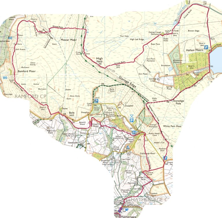 Hathersage Hibernator Route Map 2024 – Hathersage Fell Race